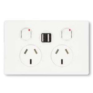 Legrand ED777USB2IWE Double GPO with USB, 10A Socket, 2.4A USB, EL-DED ...